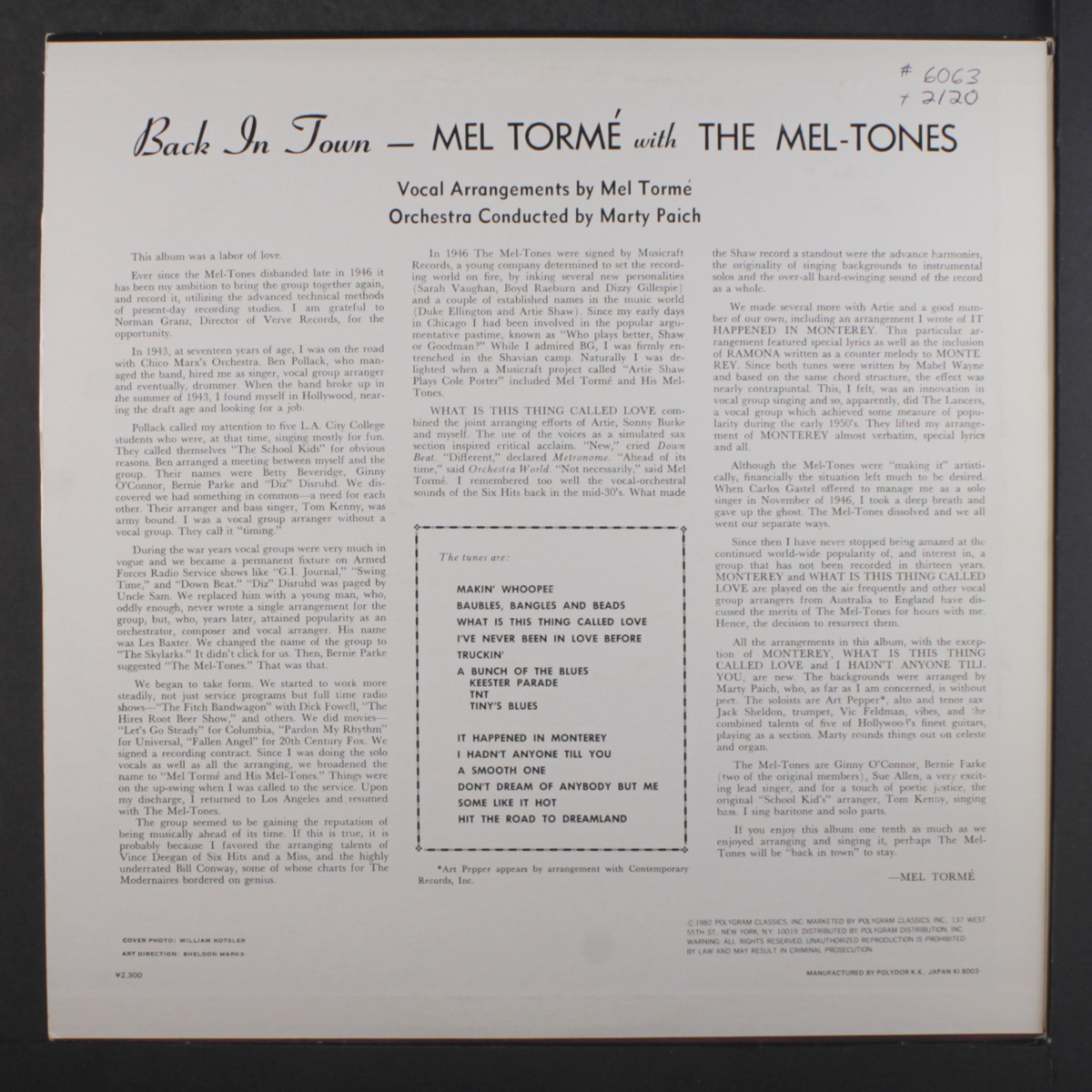 MEL TORME: back in town VERVE 12" LP 33 RPM Japan | eBay